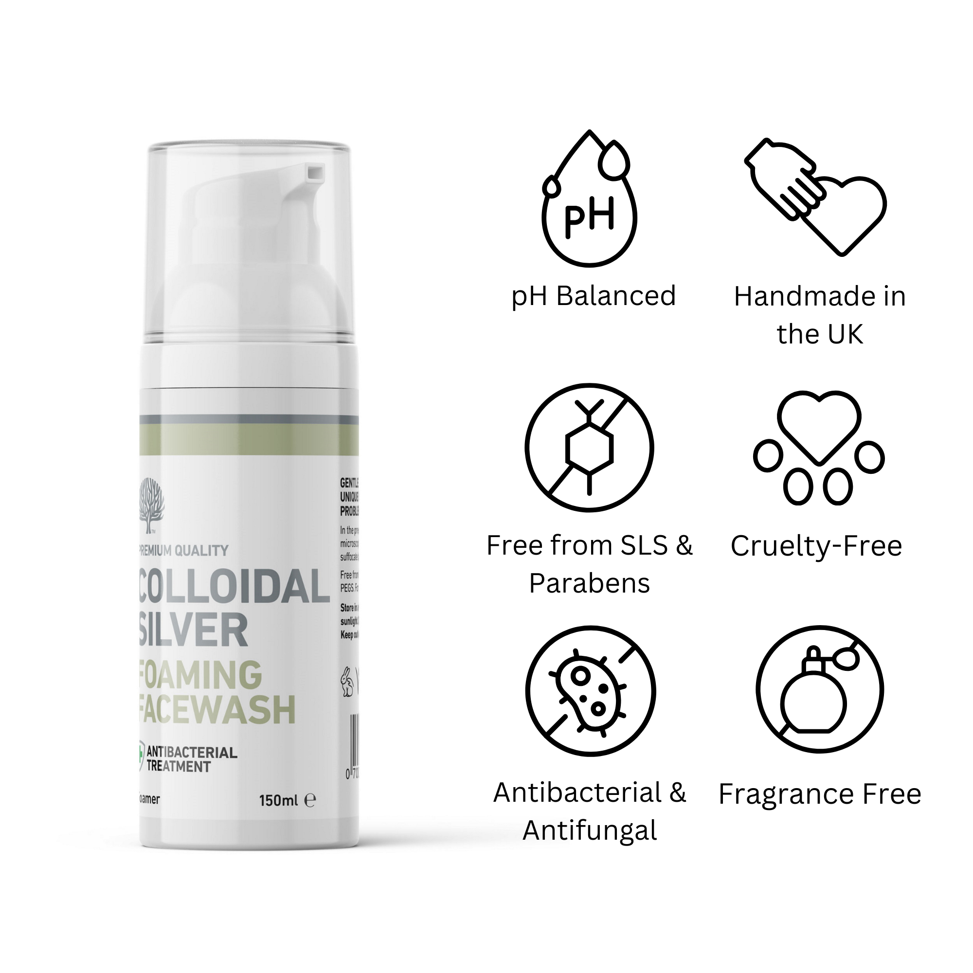 Colloidal Silver Foaming Face Wash | Gentle Daily Cleanser 150ml ...